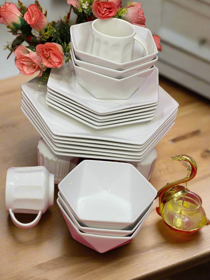24 PCs Set Hexagonal dinner Set – gemelli-collections